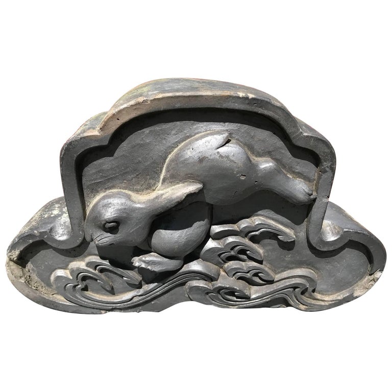 Japan Big Eared Scampering Rabbit Ornamental Tile, Usagi at 1stDibs