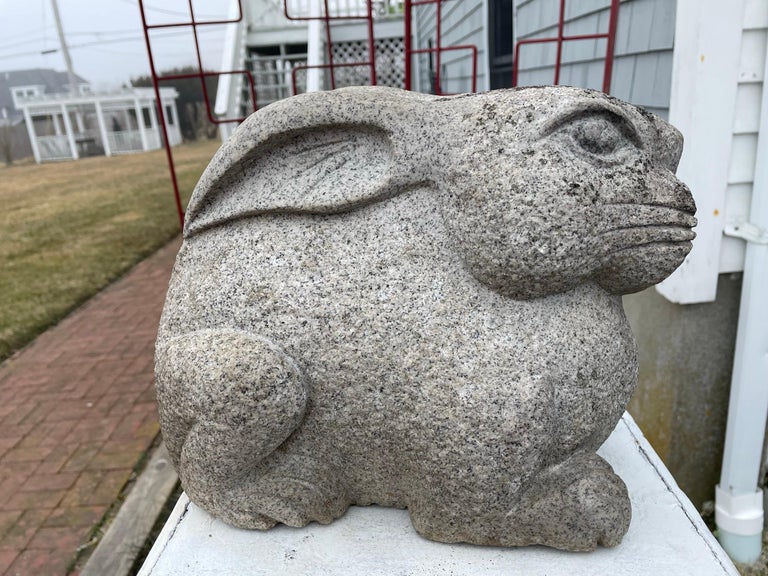 Japan Big Old Hand Carved Garden Rabbit, Usagi For Sale at 1stDibs