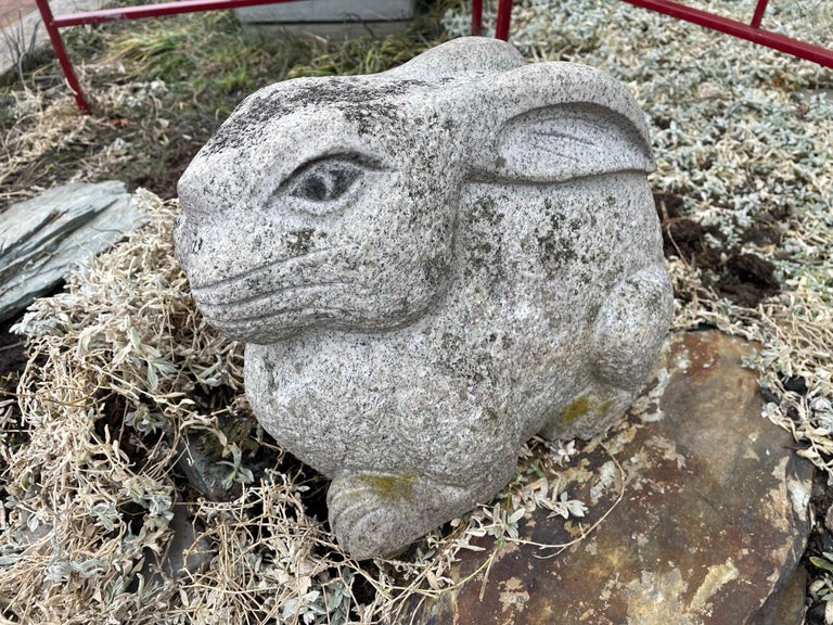 Japan Big Old Hand Carved Garden Rabbit, Usagi For Sale at 1stDibs