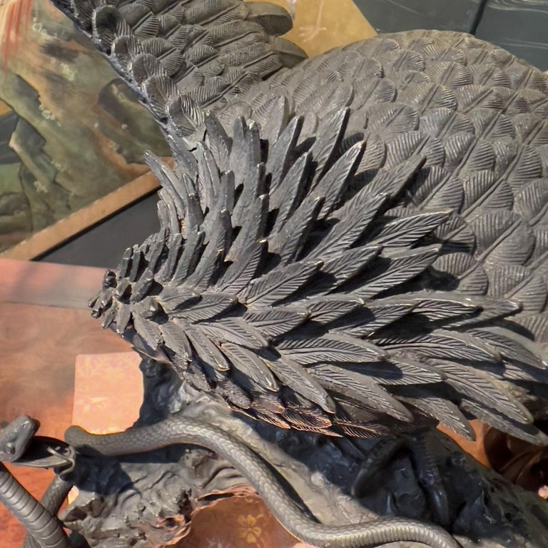 Japan, Eagle and Snake, Bronze, Meiji Period For Sale at 1stDibs