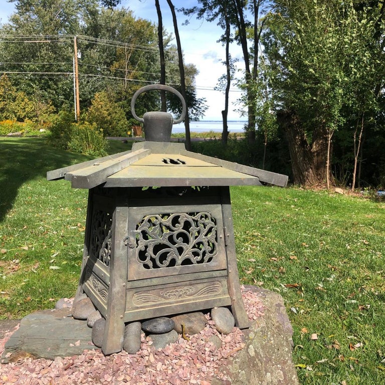 Japan Fine Huge 22" Antique Hand Cast Bronze Lantern with Exquisite ...