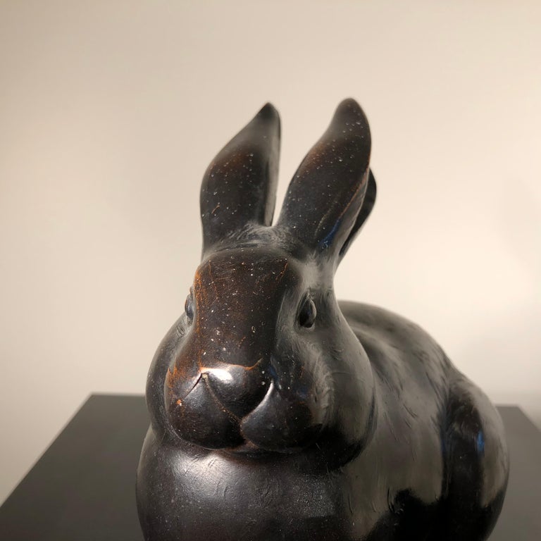 Japan Large Bronze Rabbit Usagi with Big Ears, Fine Details at 1stDibs