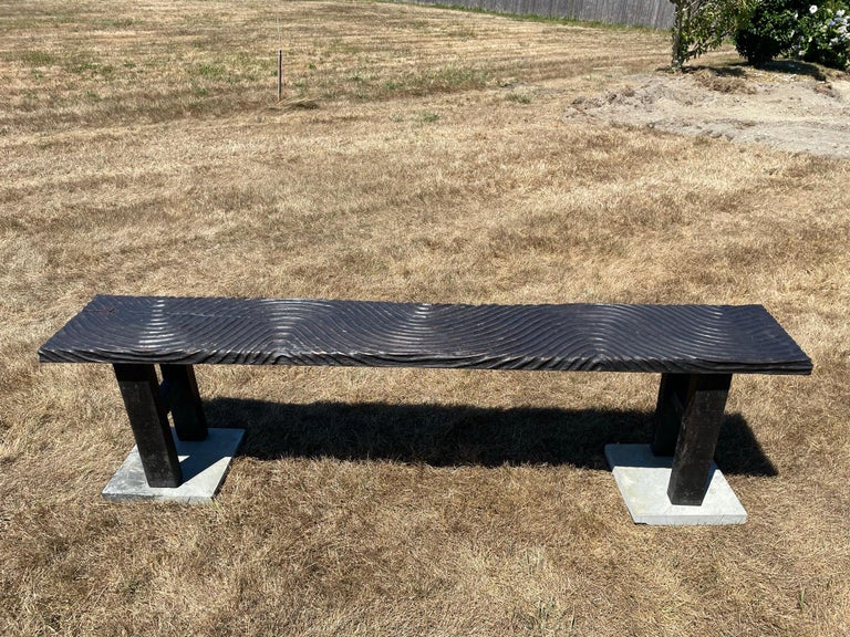 Japan Mid Century "Wave" Hardwood Garden Bench For Sale at 1stDibs