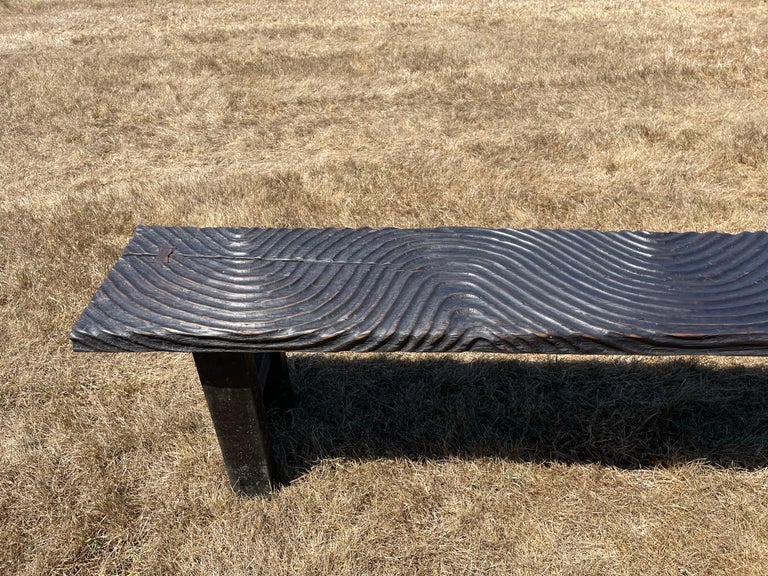 Japan Mid Century "Wave" Hardwood Garden Bench For Sale at 1stDibs