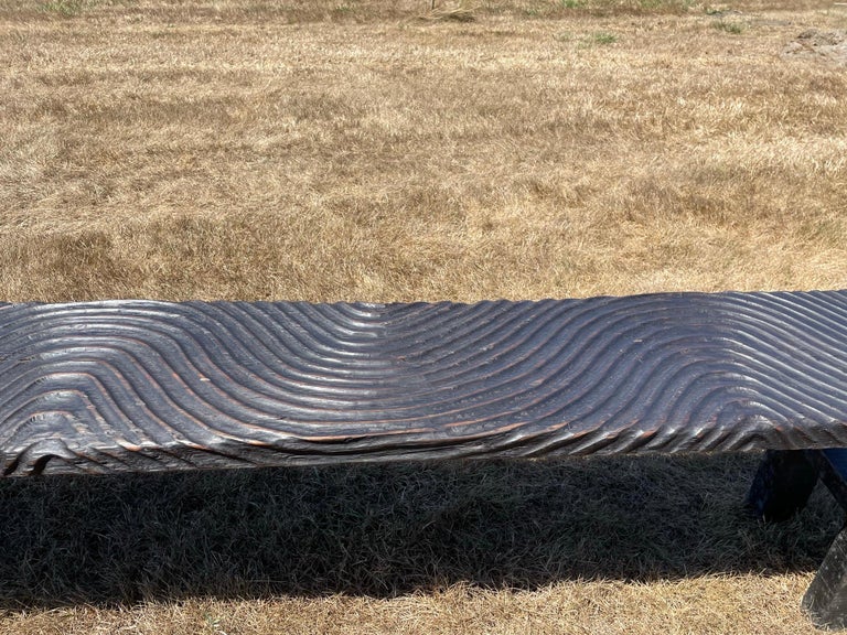 Japan Mid Century "Wave" Hardwood Garden Bench For Sale at 1stDibs