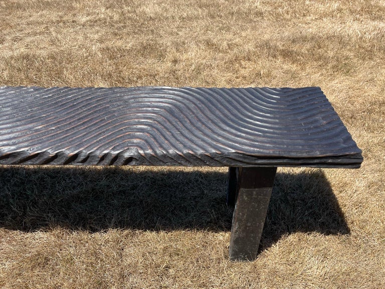 Japan Mid Century "Wave" Hardwood Garden Bench For Sale at 1stDibs