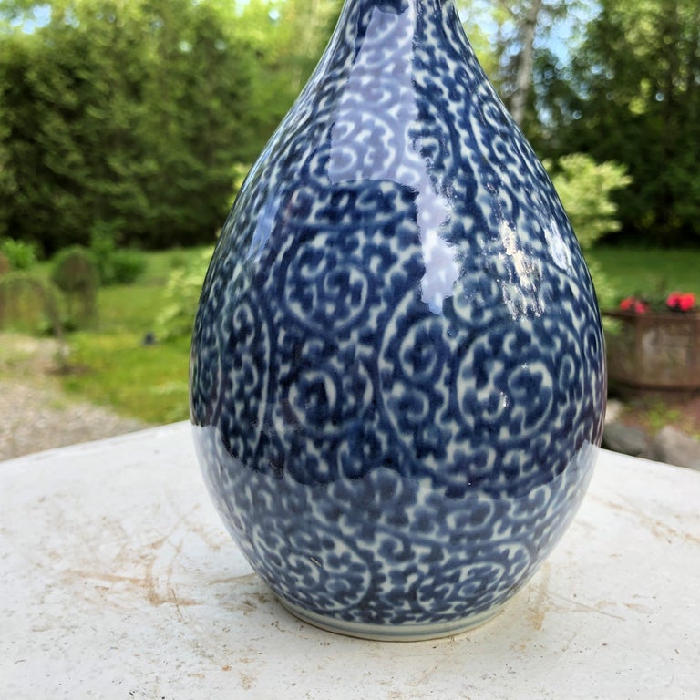 Japan Old Hand Painted Blue and White Karakusa Octopus Vine Flowers ...