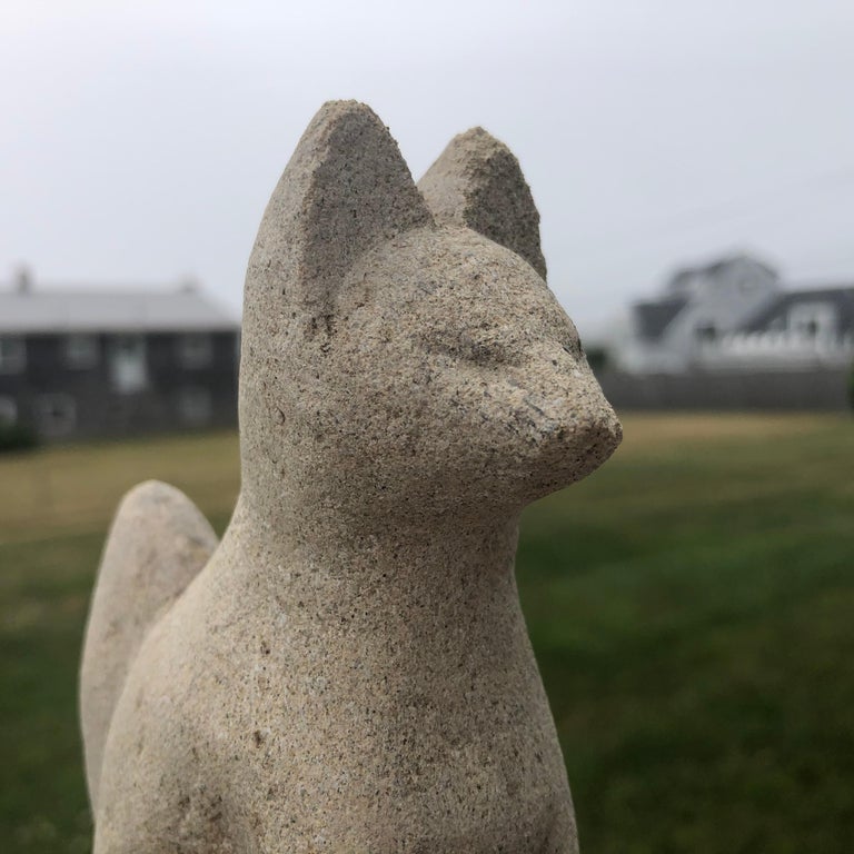 Japan Rare Hand Carved Stone Inari Fox Kitsune, Old Inari Shrine at ...