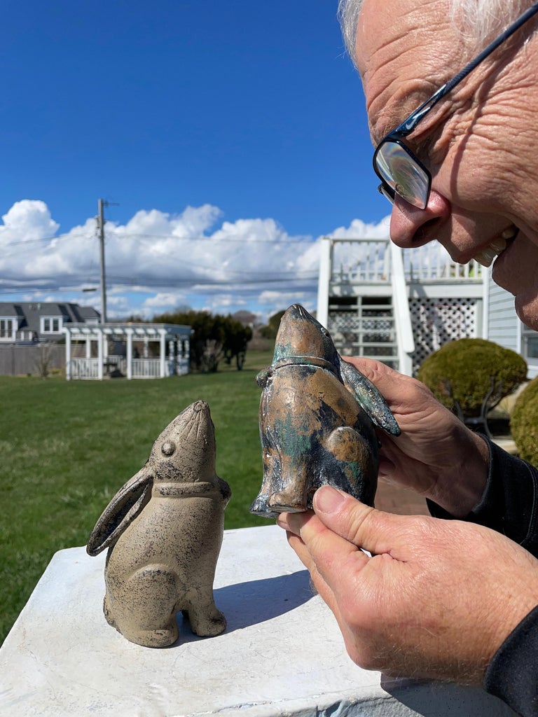 Japan Rare Pair “Moon Gazing" Rabbits Gallery and Garden For Sale at ...