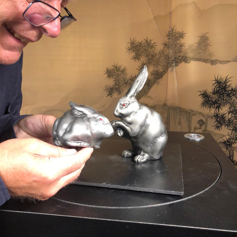 Japan Pair Red Eye Garden Rabbits Mint and Boxed For Sale at 1stDibs