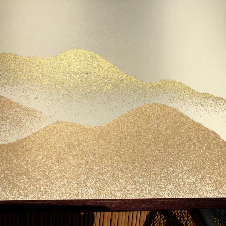 Japan Small Gold Folding Two-Panel Tea Screen "Majestic Mountainsides ...