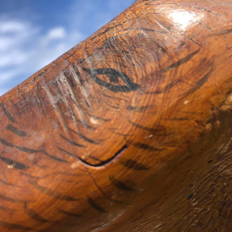 Japan Unique Mid-Century Natural Burl Wood Magical Kitsune Fox at 1stDibs