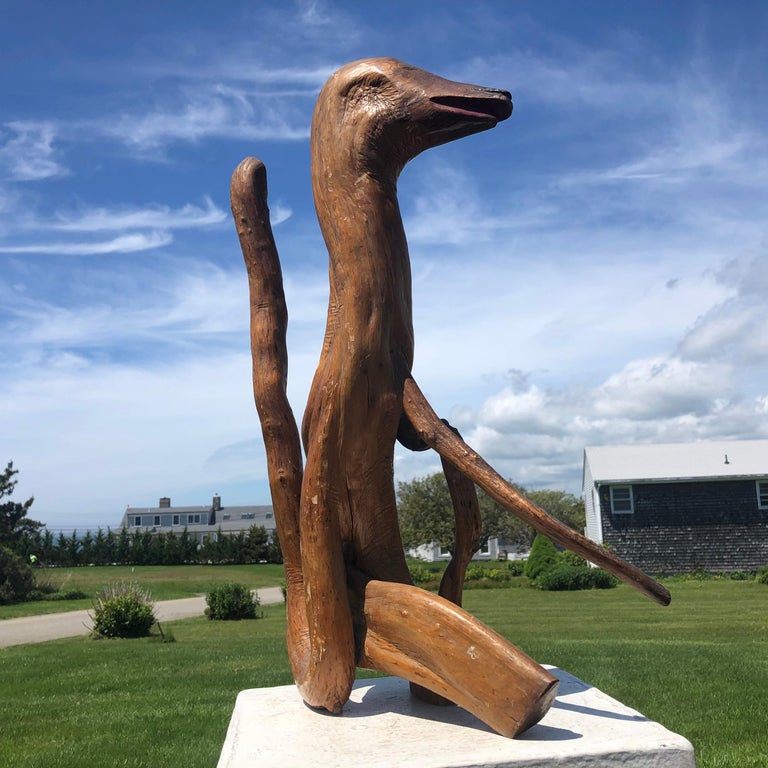 Japan Unique Mid-Century Natural Burl Wood Magical Kitsune Fox at 1stDibs