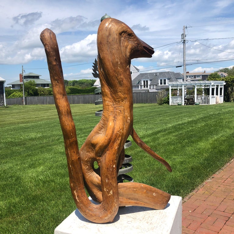 Japan Unique Mid-Century Natural Burl Wood Magical Kitsune Fox at 1stDibs