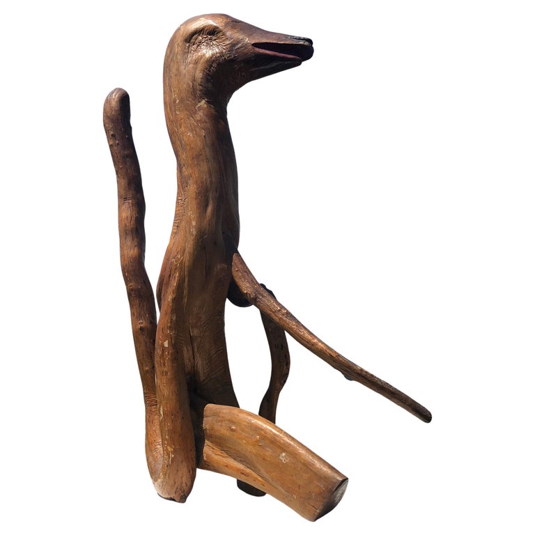 Japan Unique Mid-Century Natural Burl Wood Magical Kitsune Fox at 1stDibs