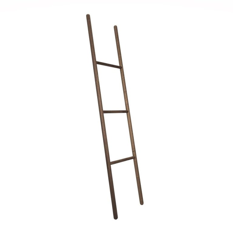 Japandi Walnut Leaning Ladder Rack For Sale at 1stDibs