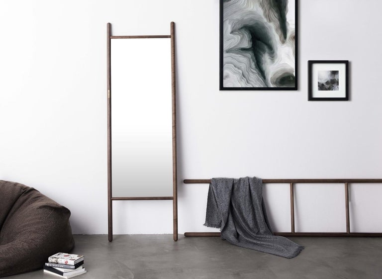 Japandi Walnut Leaning Ladder Rack For Sale at 1stDibs