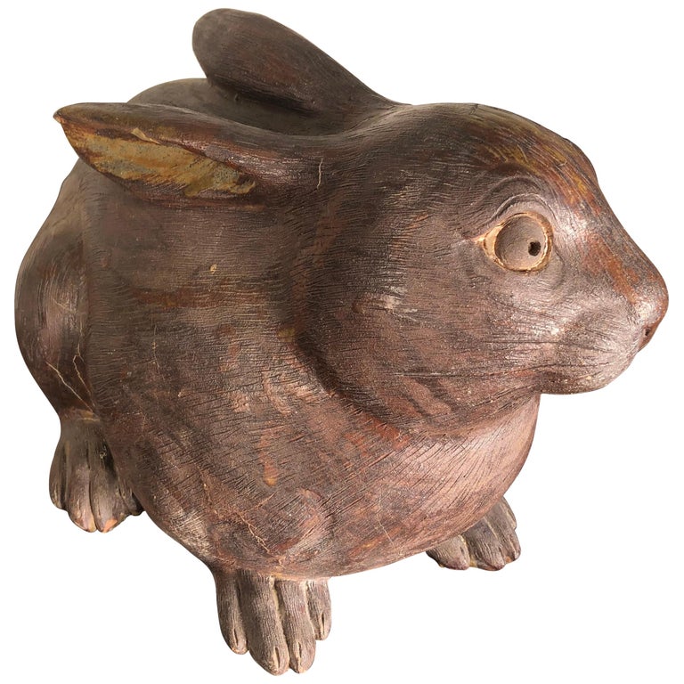 Japane Antique Big Rabbit Usagi Beautiful Eyes and Fine Combed Fur, One ...