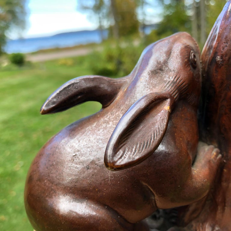 Japanese Antique "Moon Rabbit" Usagi Beautiful Eyes Unusual Pose One-of ...