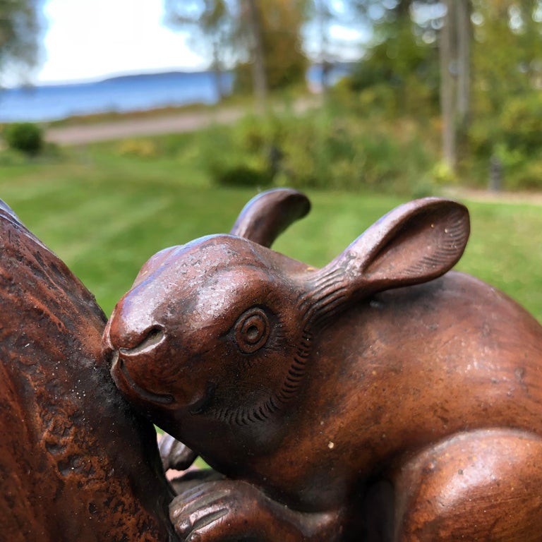 Japanese Antique "Moon Rabbit" Usagi Beautiful Eyes Unusual Pose One-of ...