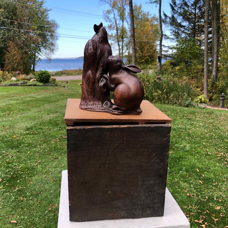 Japanese Antique "Moon Rabbit" Usagi Beautiful Eyes Unusual Pose One-of ...