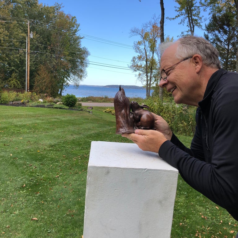 Japanese Antique "Moon Rabbit" Usagi Beautiful Eyes Unusual Pose One-of ...