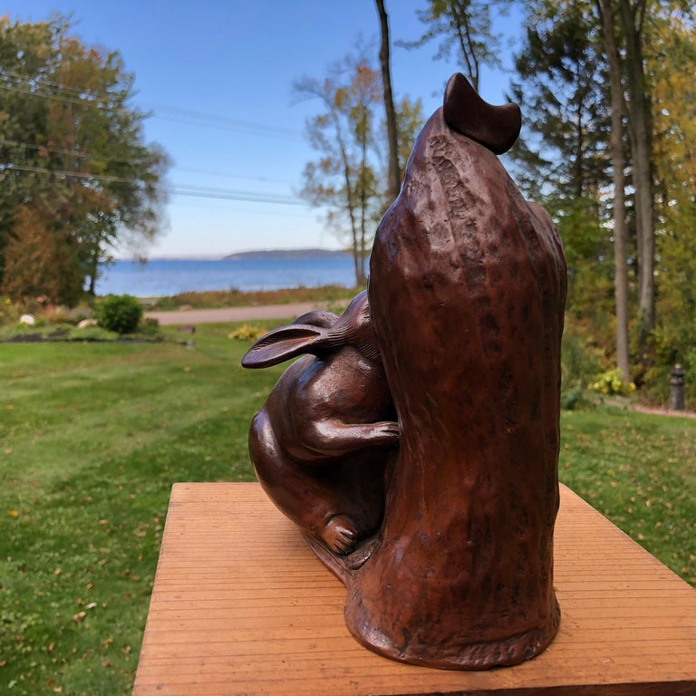 Japanese Antique "Moon Rabbit" Usagi Beautiful Eyes Unusual Pose One-of ...