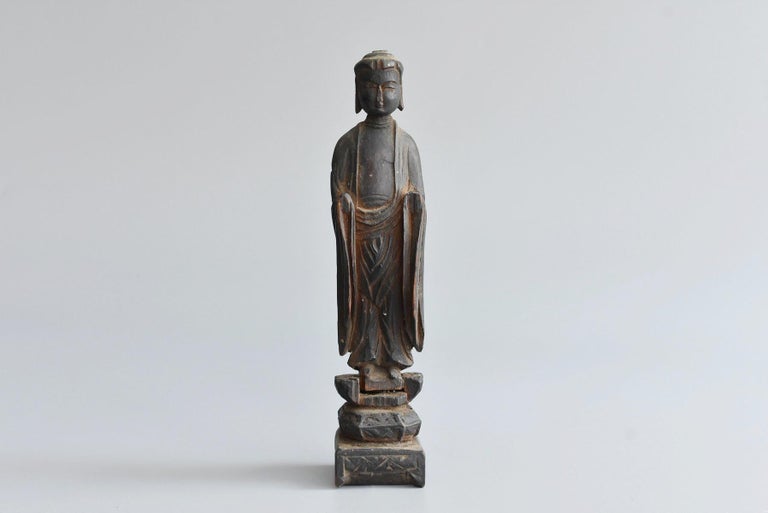 Japanese 1500-1600s Antique Wood Carving Buddha Statue / Shaka Nyorai ...