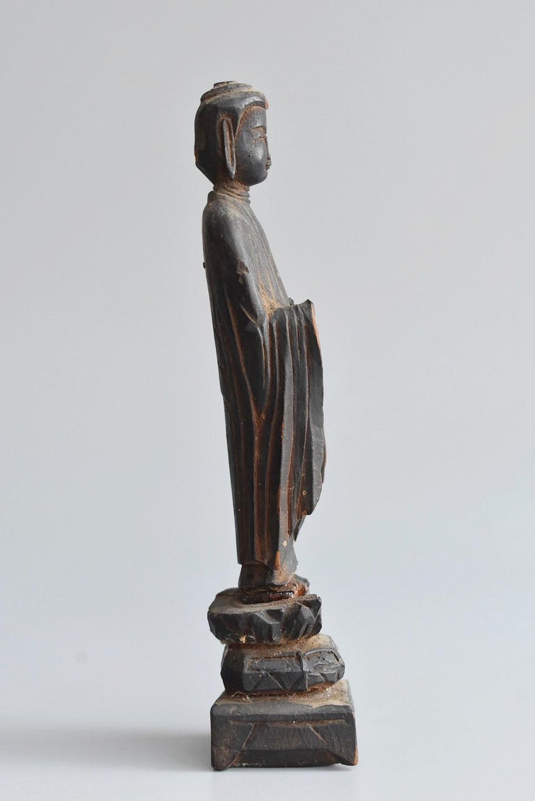 Japanese 1500-1600s Antique Wood Carving Buddha Statue / Shaka Nyorai ...
