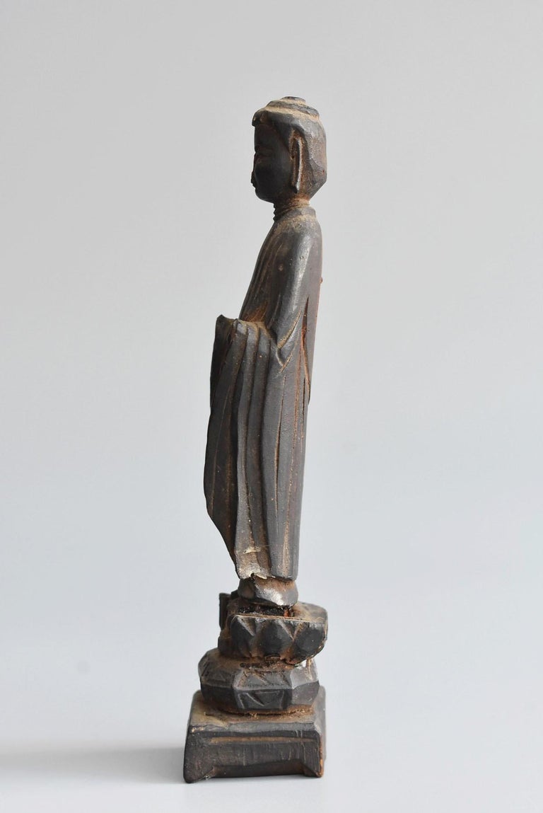Japanese 1500-1600s Antique Wood Carving Buddha Statue / Shaka Nyorai ...