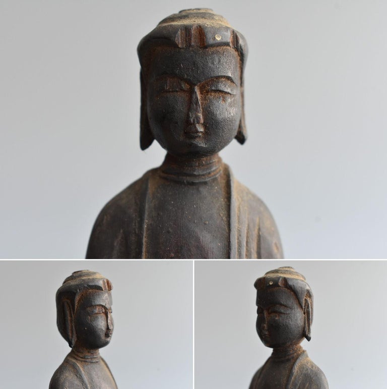 Japanese 1500-1600s Antique Wood Carving Buddha Statue / Shaka Nyorai ...