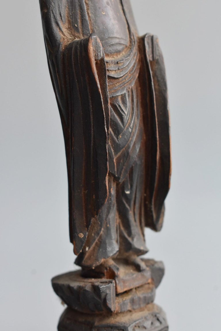 Japanese 1500-1600s Antique Wood Carving Buddha Statue / Shaka Nyorai ...