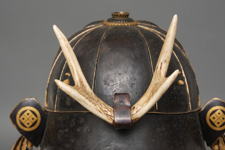 Japanese 18th Century 12-Plate Suji-Bachi Kabuto 兜 'Helmet' with Antler ...
