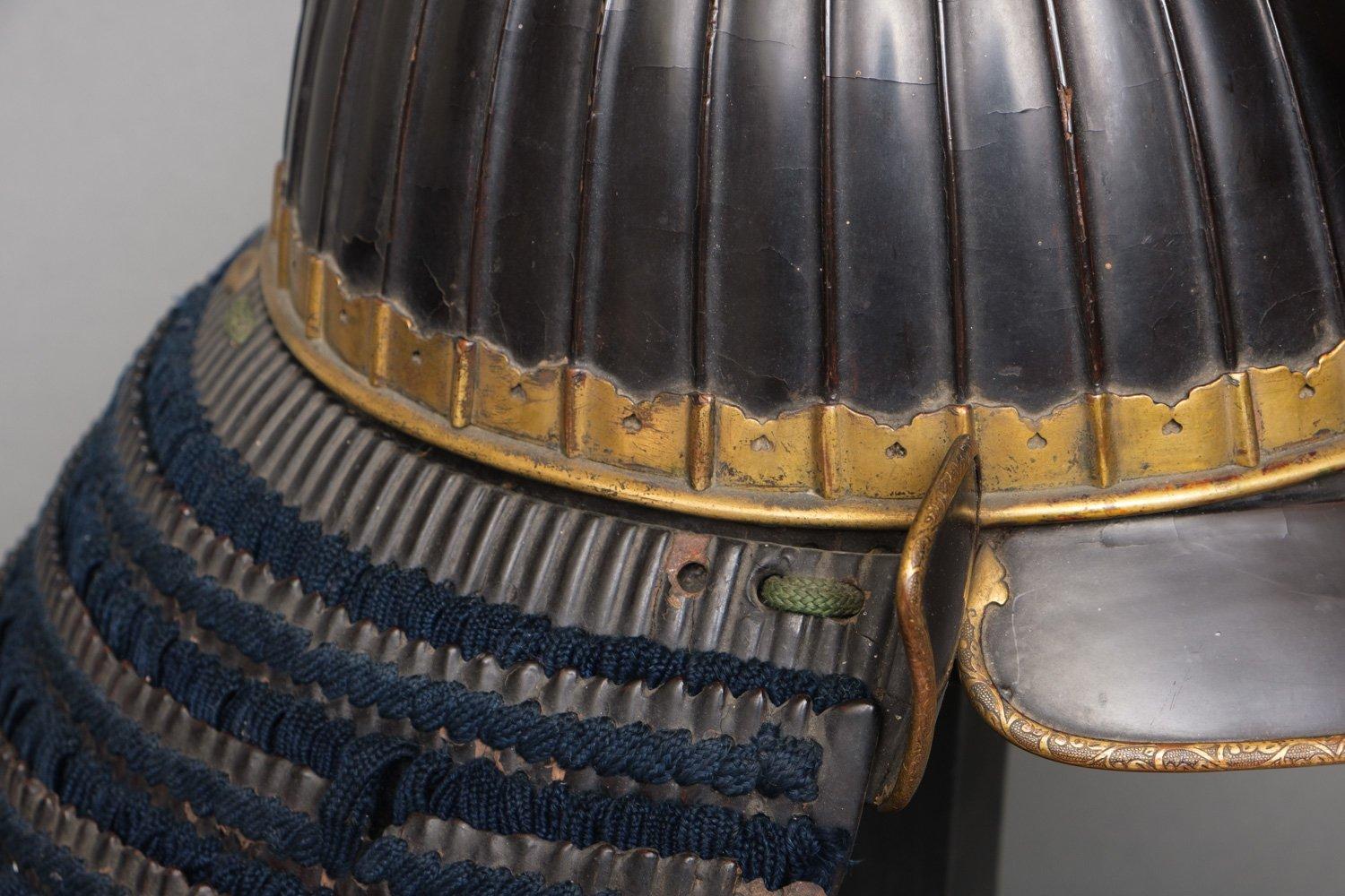 Japanese 18th-Century Black Lacquer Suji'kabuto 'Samurai Helmet' with Maedate For Sale at ...