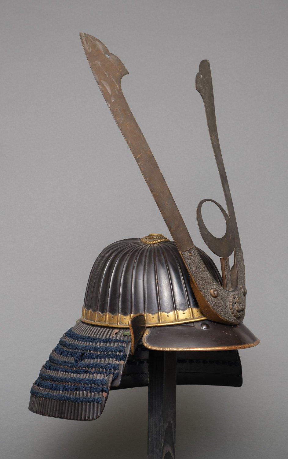 Japanese 18th-Century Black Lacquer Suji'kabuto 'Samurai Helmet' with ...