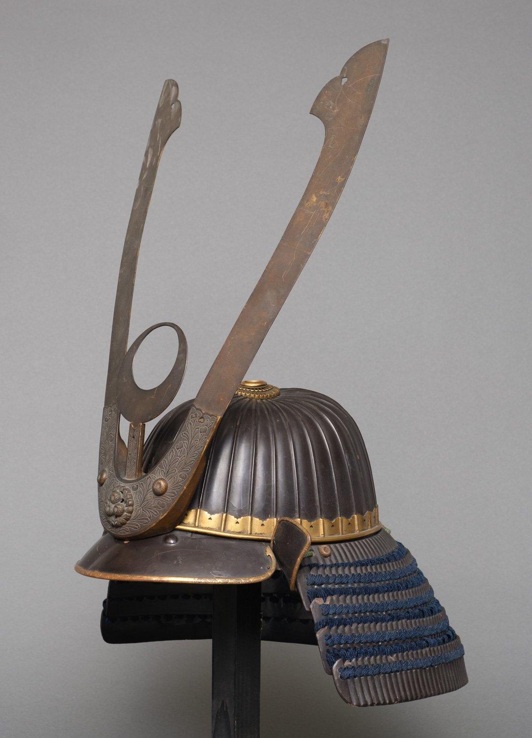 Japanese 18th-Century Black Lacquer Suji'kabuto 'Samurai Helmet' with ...