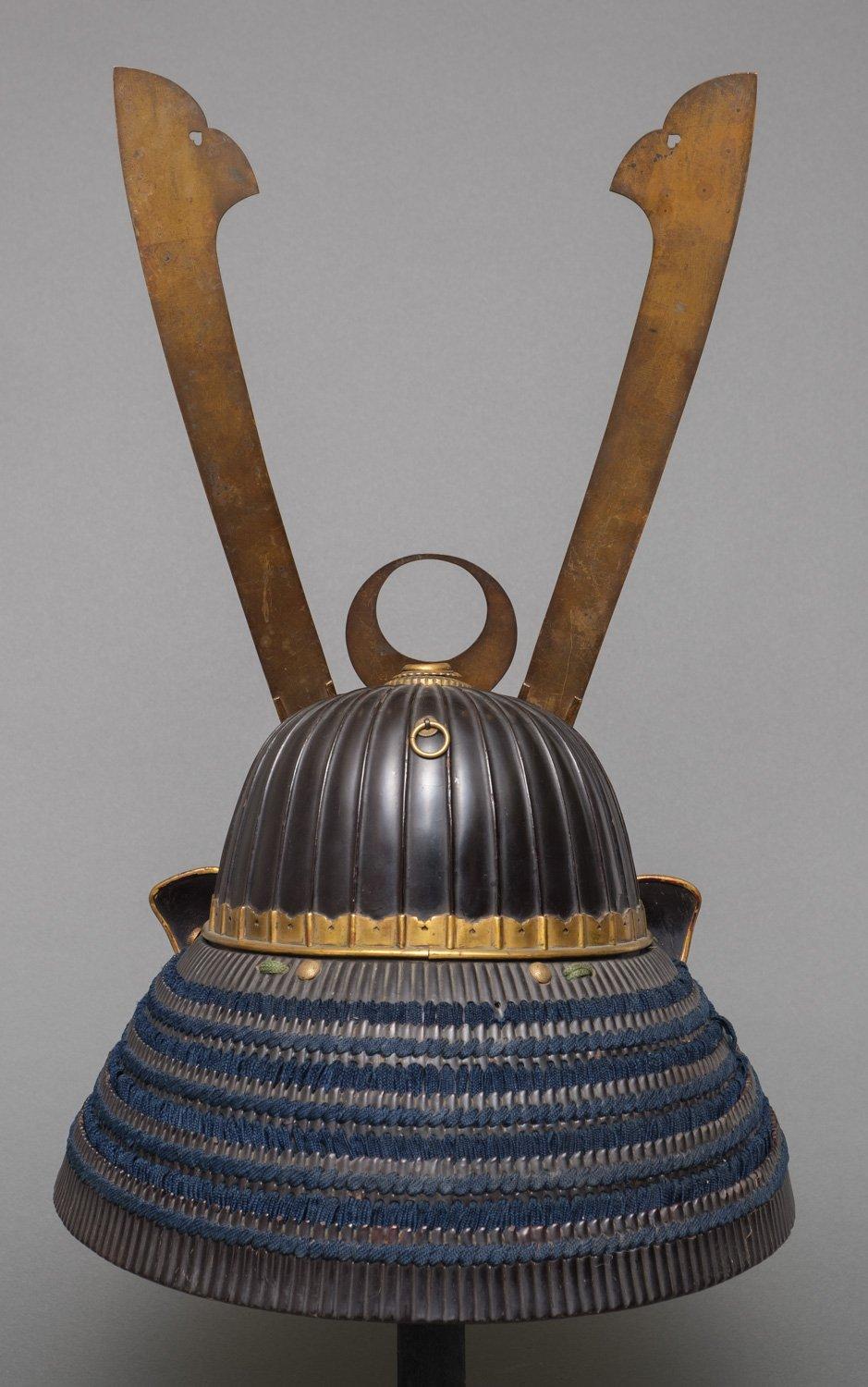 Japanese 18th-Century Black Lacquer Suji'kabuto 'Samurai Helmet' with Maedate For Sale at ...