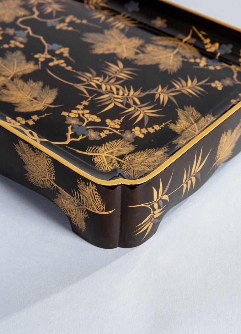 Japanese 18th Century Lacquer Tray with Original Storage Box at 1stDibs