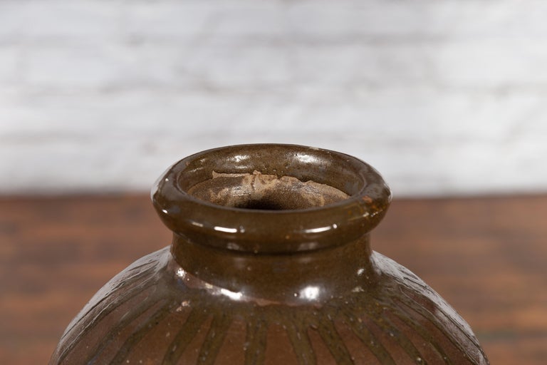 Japanese 19th Century Brown Glazed Tamba Tachikui Ware Pottery with ...