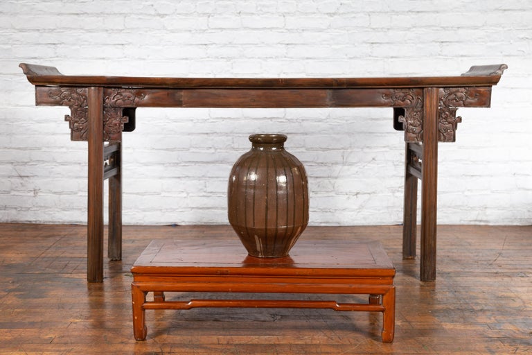 Japanese 19th Century Brown Glazed Tamba Tachikui Ware Pottery with ...