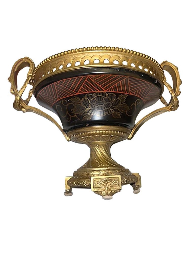 Japanese 19th Century Lacquer Over Porcelain Compote For Sale at 1stDibs