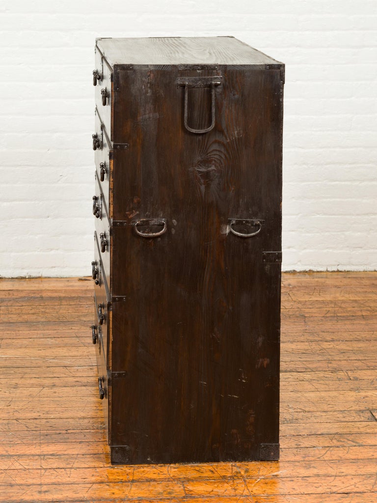 Japanese 19th Century Meiji Period Tall Five-Drawer Clothing Tansu ...