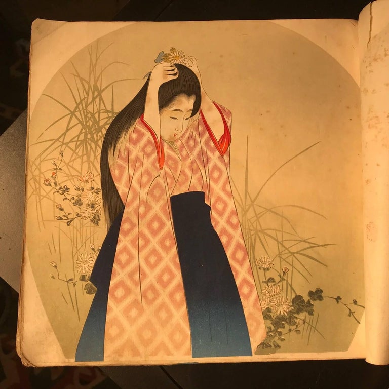 Japanese 89 Antique Brilliant Color Woodblock Fan Prints Immediately ...