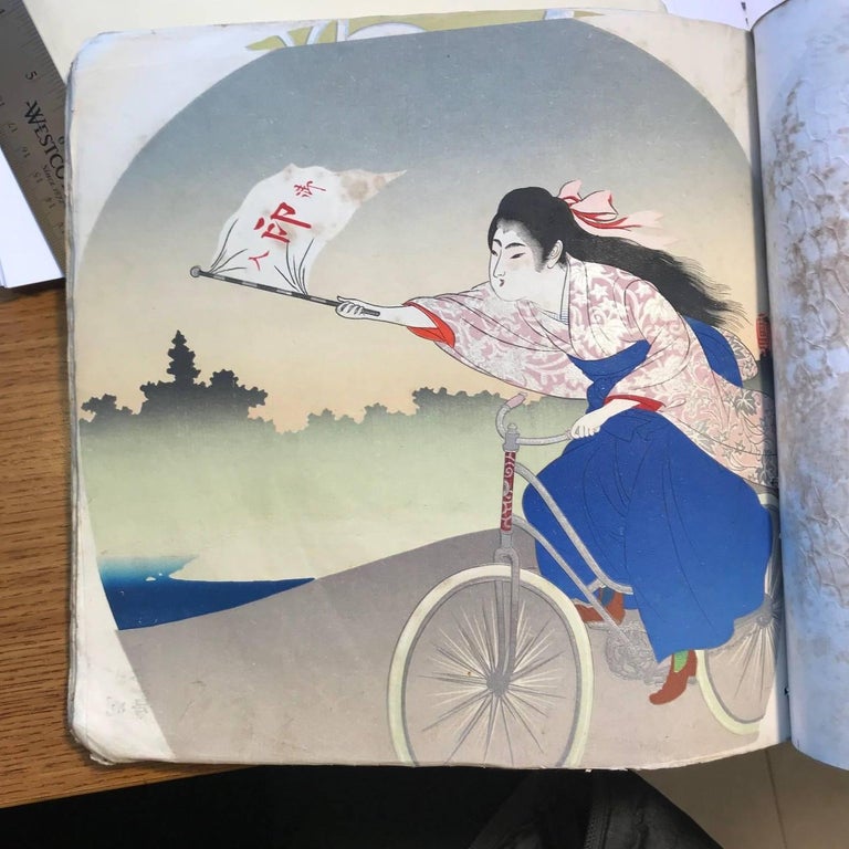 Japanese 89 Antique Brilliant Color Woodblock Fan Prints Immediately ...