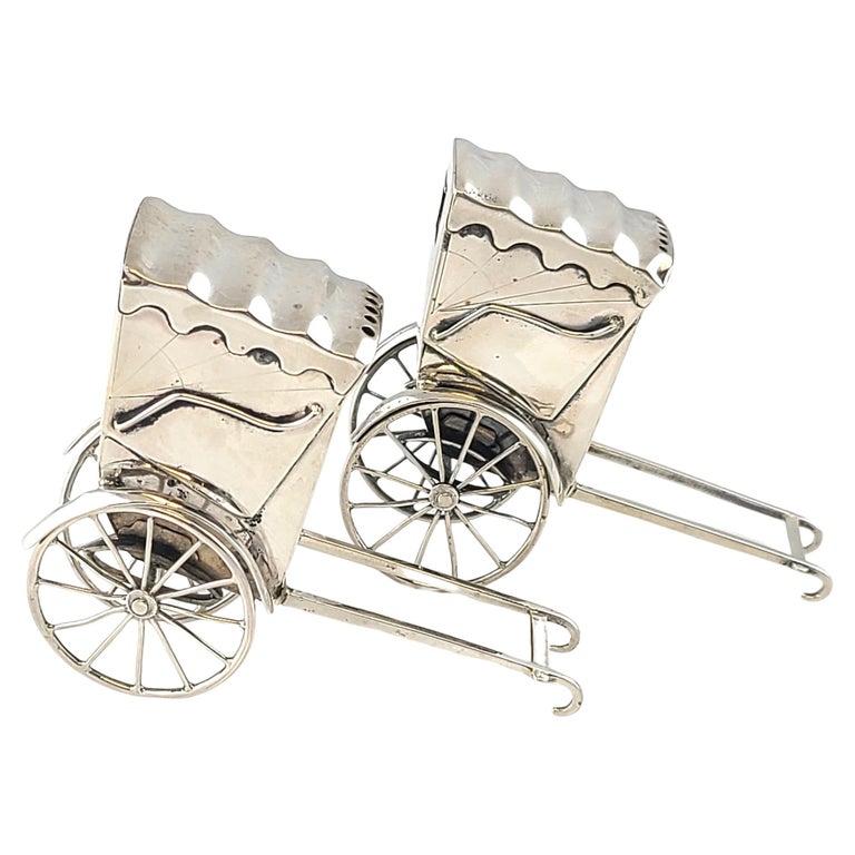Japanese 950 Sterling Silver Rickshaw Cart Salt and Pepper Shakers For ...