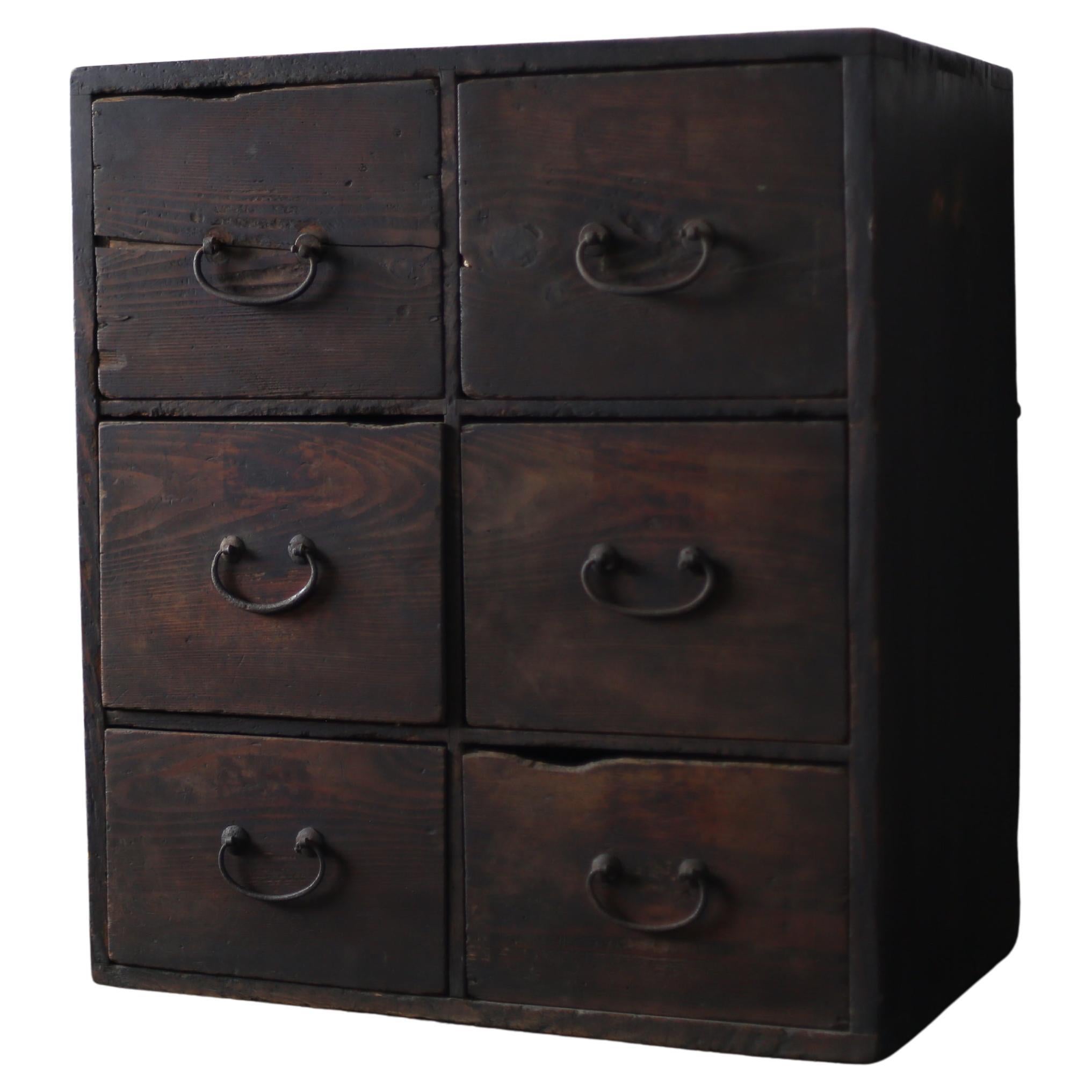 Japanese Antique Black Drawer 1860s-1900s / Tansu Storage Wabisabi For ...