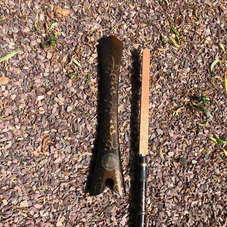 Japanese Antique Black and Gold Lacquer Samurai Spear Yari Edo Rare ...