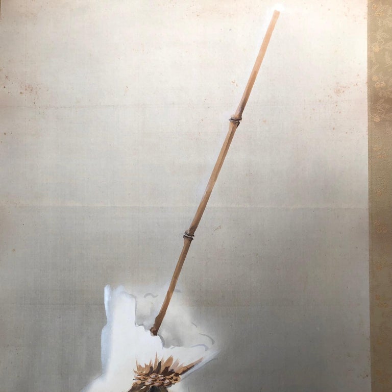 Japanese Antique Tea Ceremony Scroll Peony Flower and Bird at 1stDibs