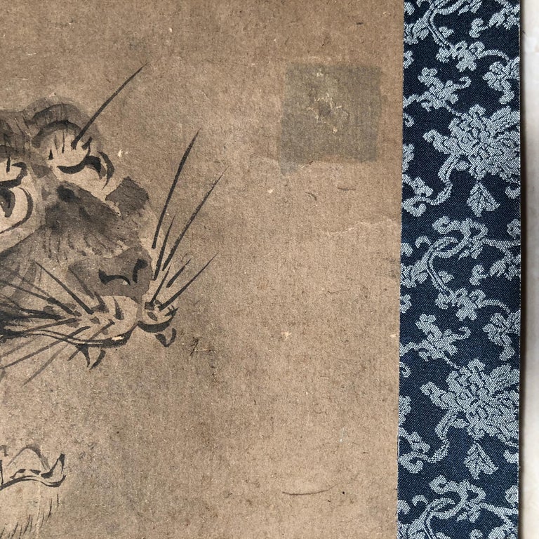 Japanese Antique Bold Hand-Painted Tiger Silk Painting, 19th Century at ...