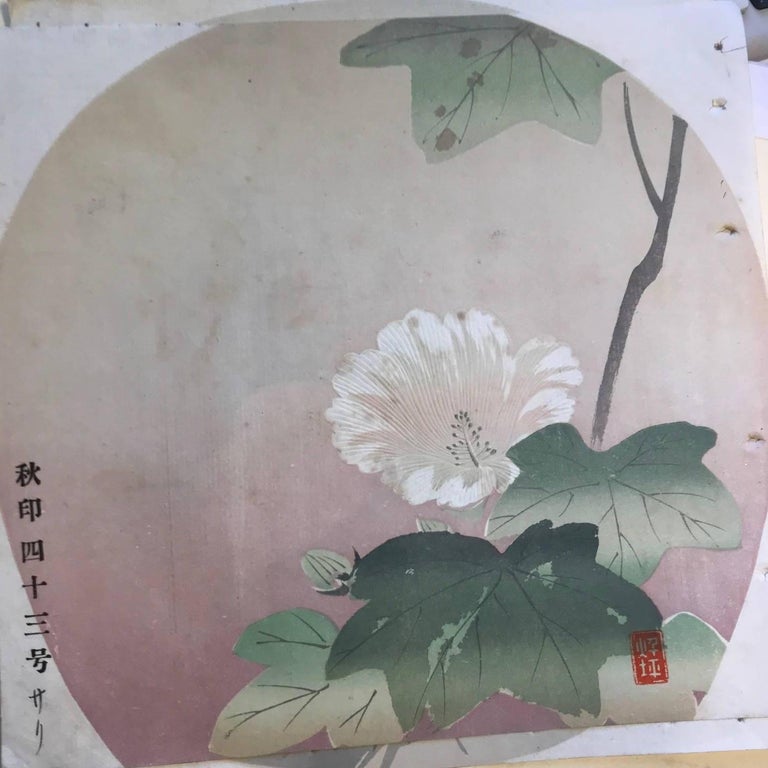 Japanese Antique Brilliant Colors Ten Woodblock Fan Prints Immediately ...